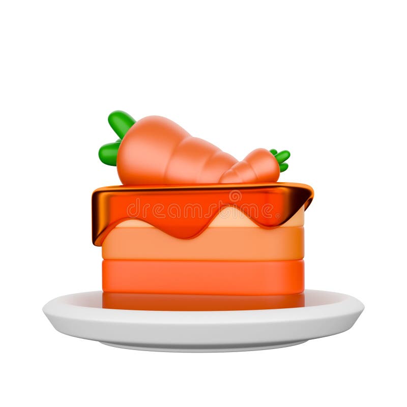 Cartoon Style Carrot Cake 3D. Stock Illustration - Illustration of ...