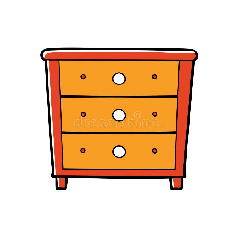 Cartoon Style Chest of Drawers with Three Drawers Stock Photo ...