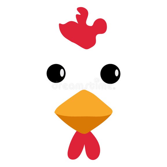 Cartoon Style Chicken Face Vector Stock Vector - Illustration of child ...