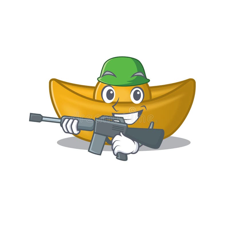 A Cartoon Style of Chinese Ingot Army with Machine Gun Stock Vector ...