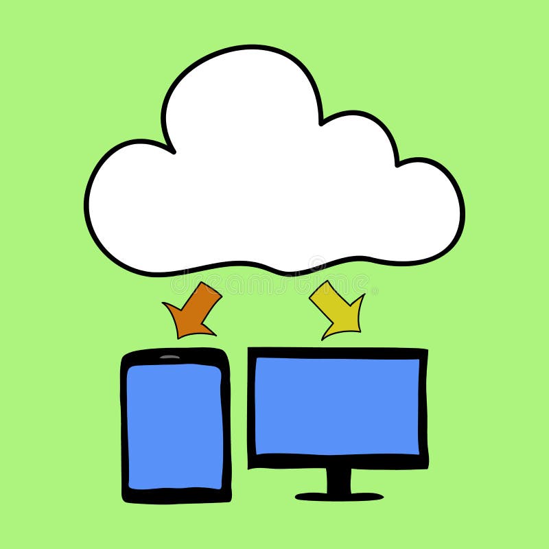 Cartoon Style Cloud Computing Stock Vector - Illustration of share ...