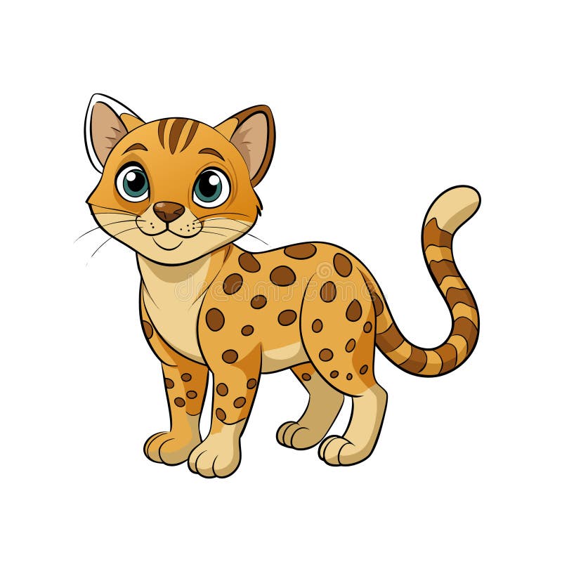 Cartoon Style Clouded Leopard Cub Standing with a Smile Stock ...