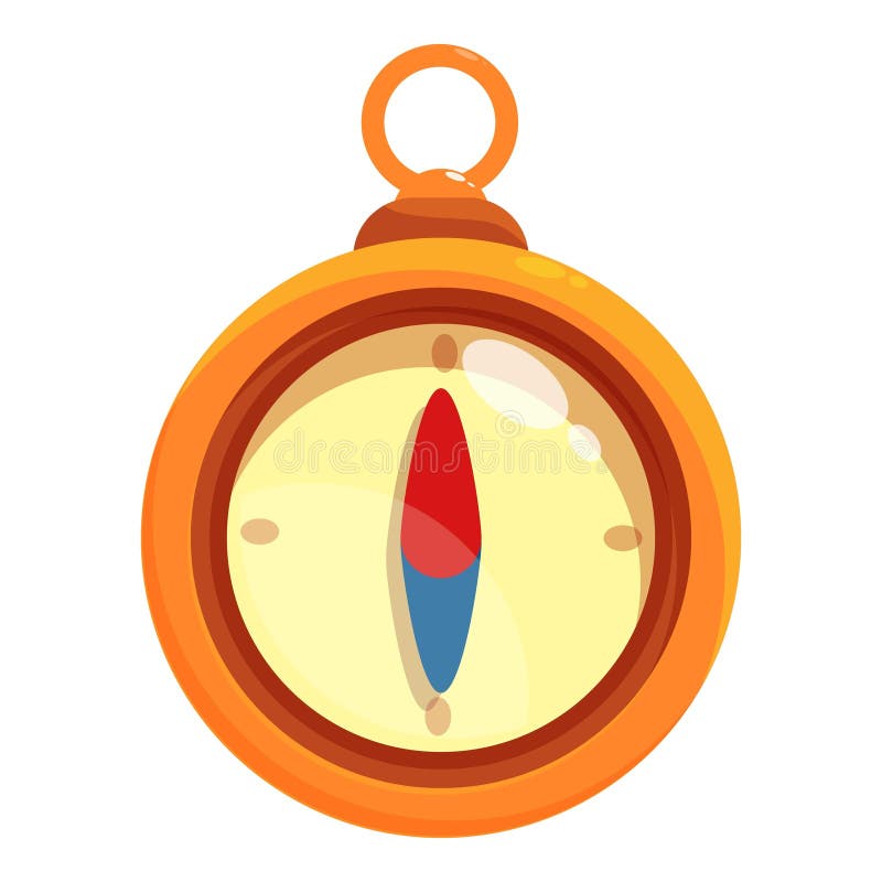 Cartoon Style Compass Pointing North with Red Needle Stock Illustration ...