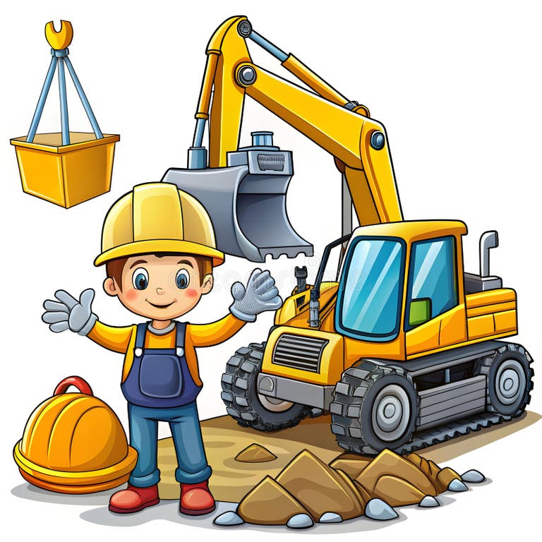 A Cartoon-style Construction Material Delivery Scene, Featuring an ...