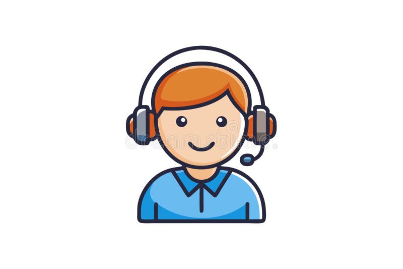 Cartoon Style Customer Support Icon Featuring a Smiling Professional ...