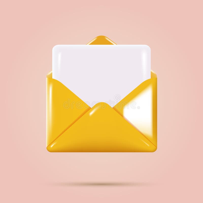 Cartoon Style 3d Opened Envelope. Vector Stock Vector - Illustration of ...
