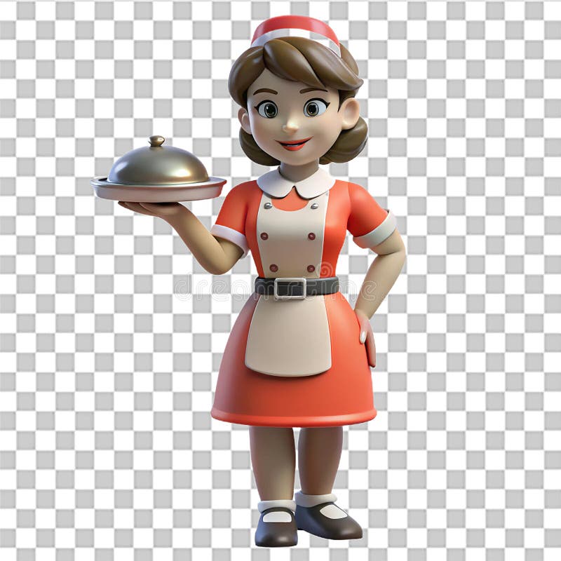 3D Rendering of Diner Waitress Character Stock Illustration ...