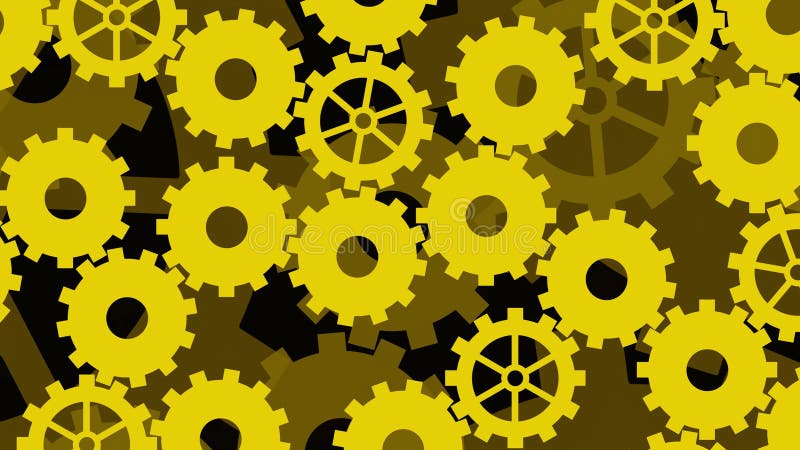 Stylized Cartoon 2D Yellow Gears in Seamless Motion, 4K Animation Loop ...