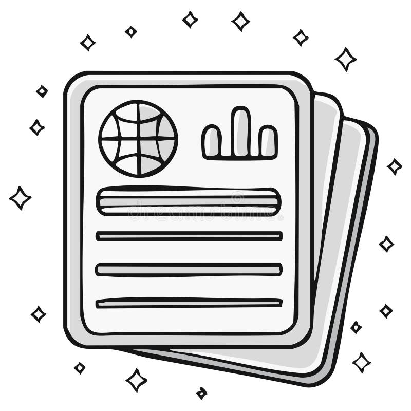 Cartoon Style Documents with World Globe and Graph Icons for Business ...
