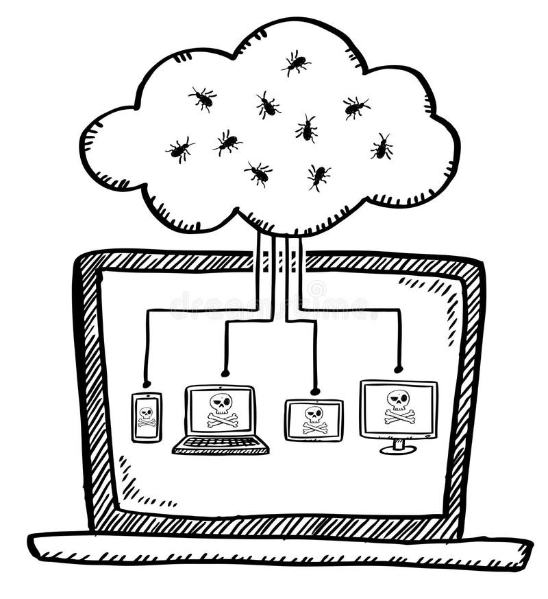 Infected computer stock illustration. Illustration of protection - 1212472