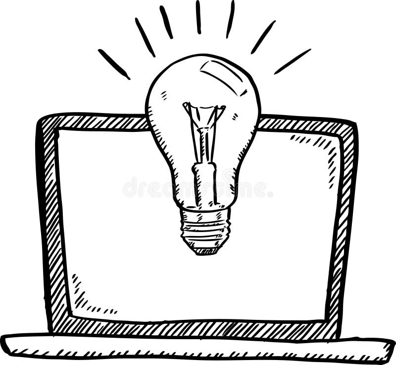 Cartoon Style Doodle of Notebook with Idea Bulb. Stock Vector ...