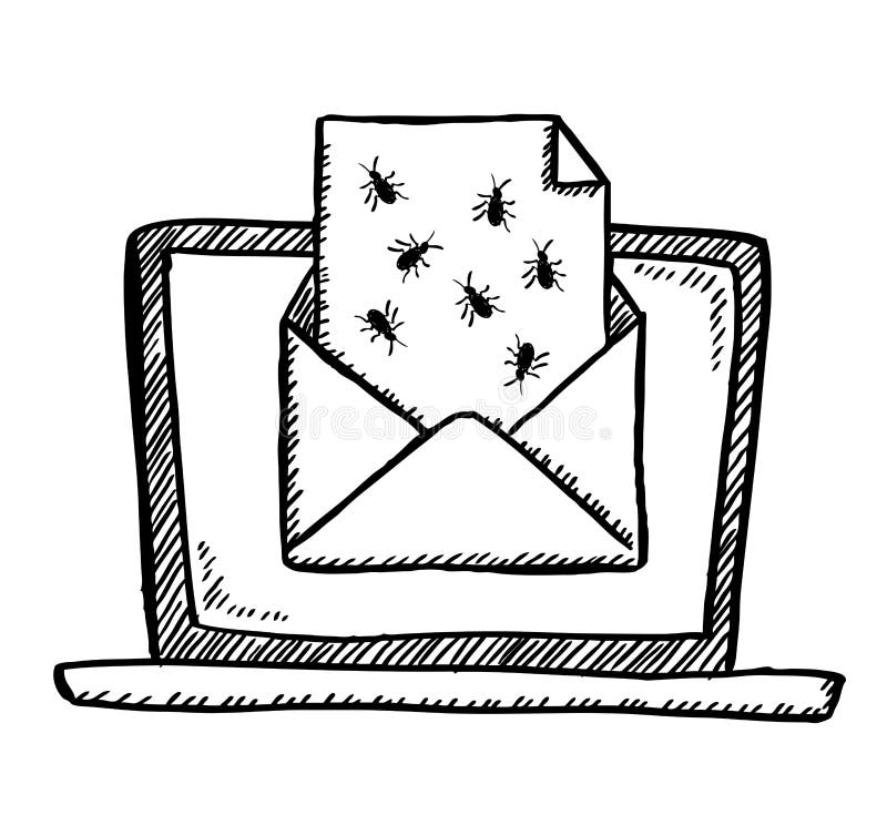 Cartoon Style Doodle of Error Showing on Laptop Screen. Hand Drawn ...