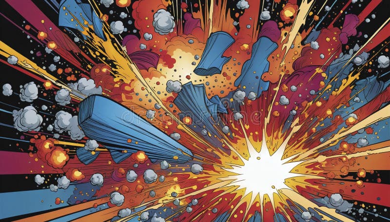 Cartoon-style Explosion in Pop Art and Comic Style that Shoots Outwards ...
