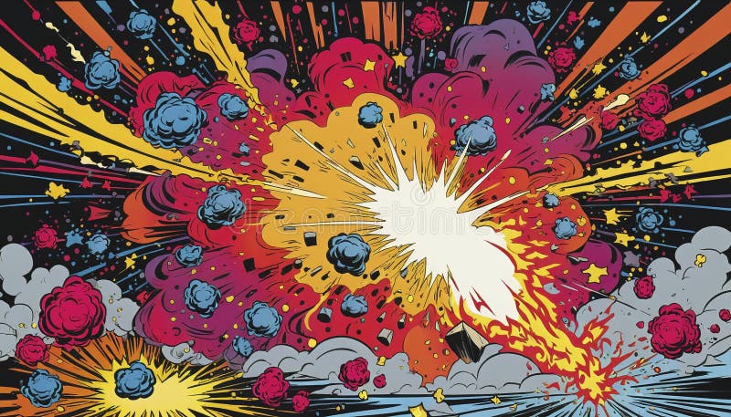 Cartoon-style Explosion in Pop Art and Comic Style that Shoots Outwards ...