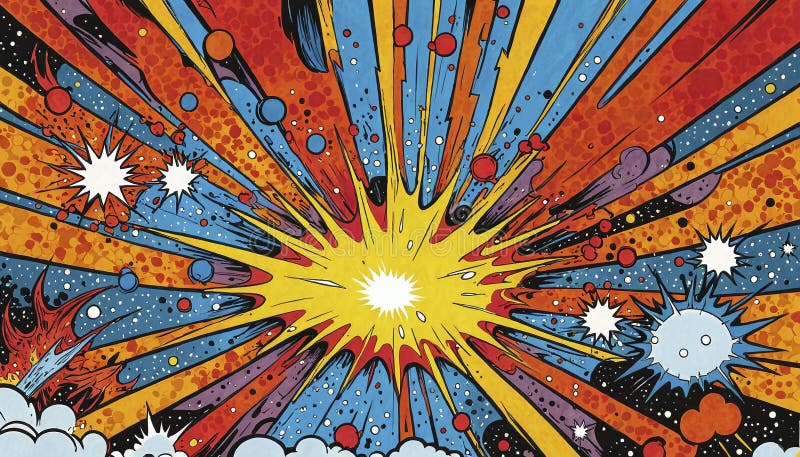 Cartoon-style Explosion in Pop Art and Comic Style that Shoots Outwards ...