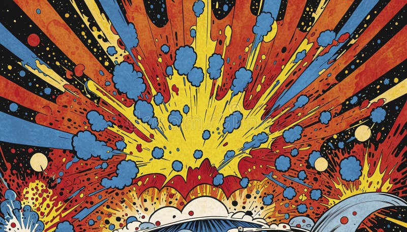 Cartoon-style Explosion in Pop Art and Comic Style that Shoots Outwards ...