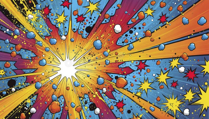 Cartoon-style Explosion in Pop Art and Comic Style that Shoots Outwards ...