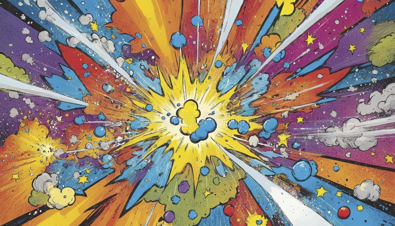 Cartoon-style Explosion in Pop Art and Comic Style that Shoots Outwards ...