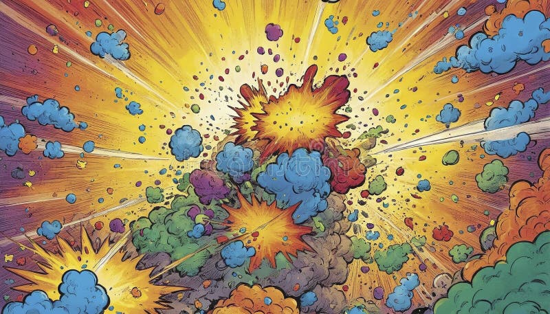 Cartoon-style Explosion in Pop Art and Comic Style that Shoots Outwards ...