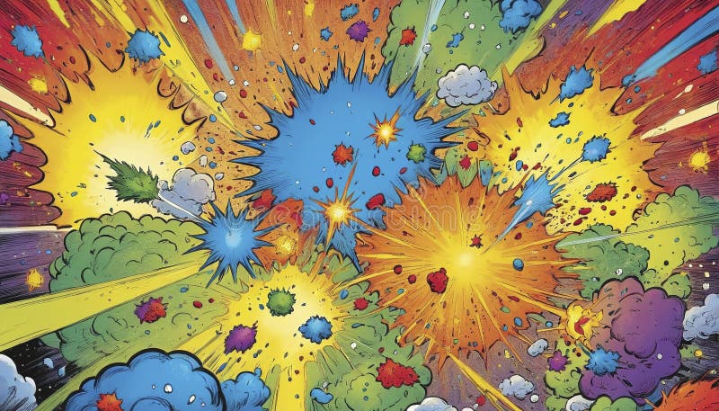 Cartoon-style Explosion in Pop Art and Comic Style that Shoots Outwards ...