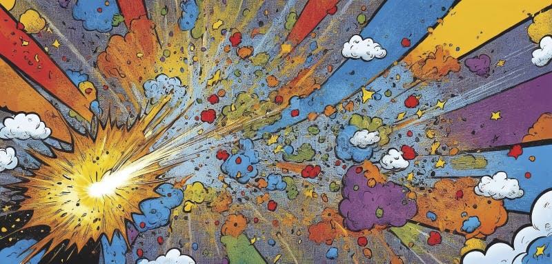 Cartoon-style Explosion in Pop Art and Comic Style that Shoots Outwards ...