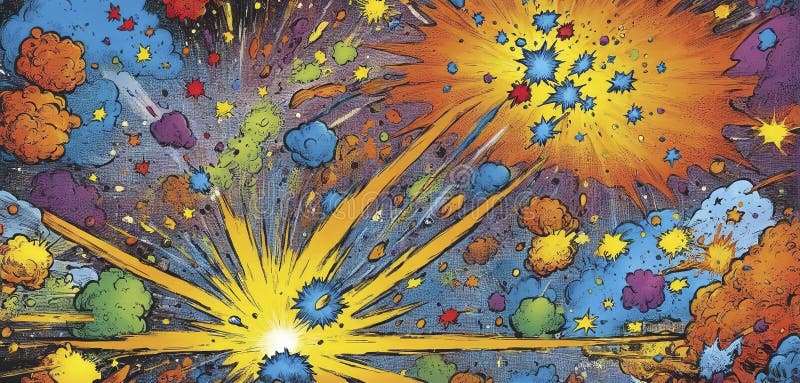 Cartoon-style Explosion in Pop Art and Comic Style that Shoots Outwards ...
