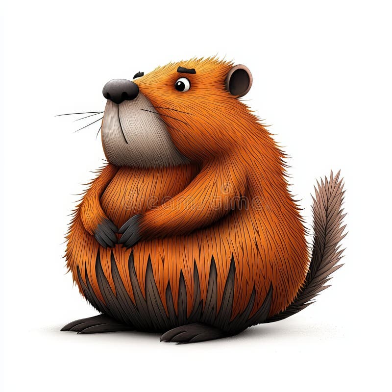 Cartoonstyle Fluffy Orange Animal White Background Stock Illustration ...