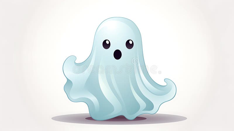 Cartoon-style Ghost with a Smooth, Light Blue, Flowing Sheet-like Shape ...