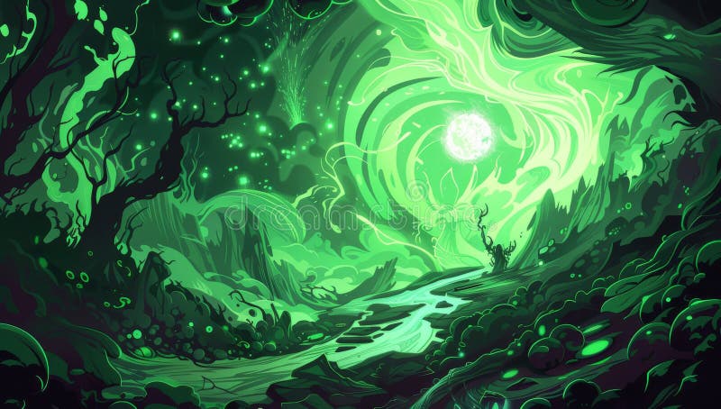Cartoon Style Green Background with Splash Art. Generative AI. Stock ...