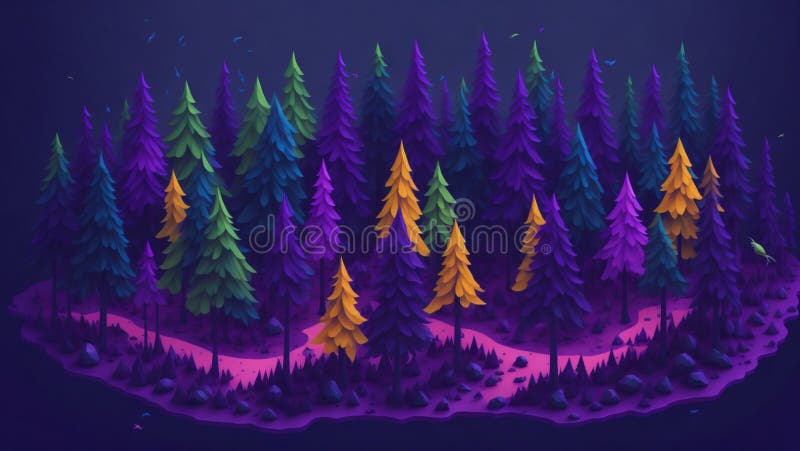 Cartoon Style Green Gradient Forest Generative AI Stock Illustration ...
