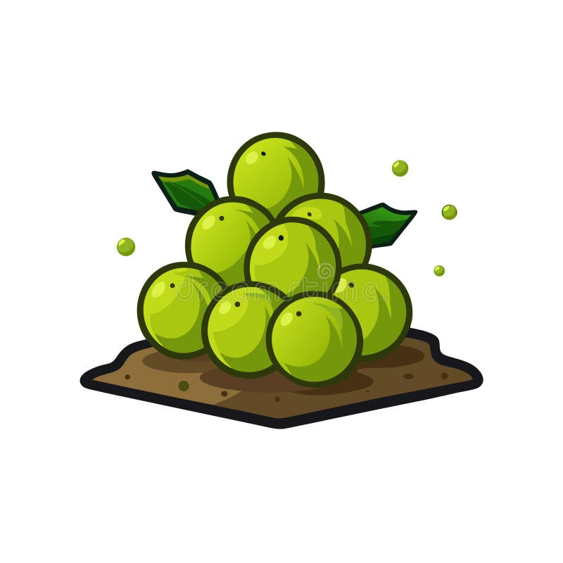 Cartoon Style Green Grapes on a Soil Patch Stock Illustration ...