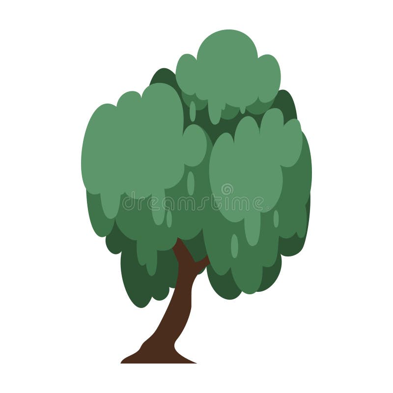 Cartoon Style Green Trees Collection Stock Vector - Illustration of ...