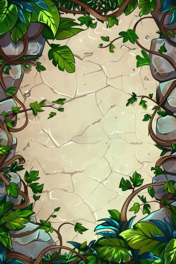 Cartoon-style Greenery Frame on a Natural Background, Suitable for ...