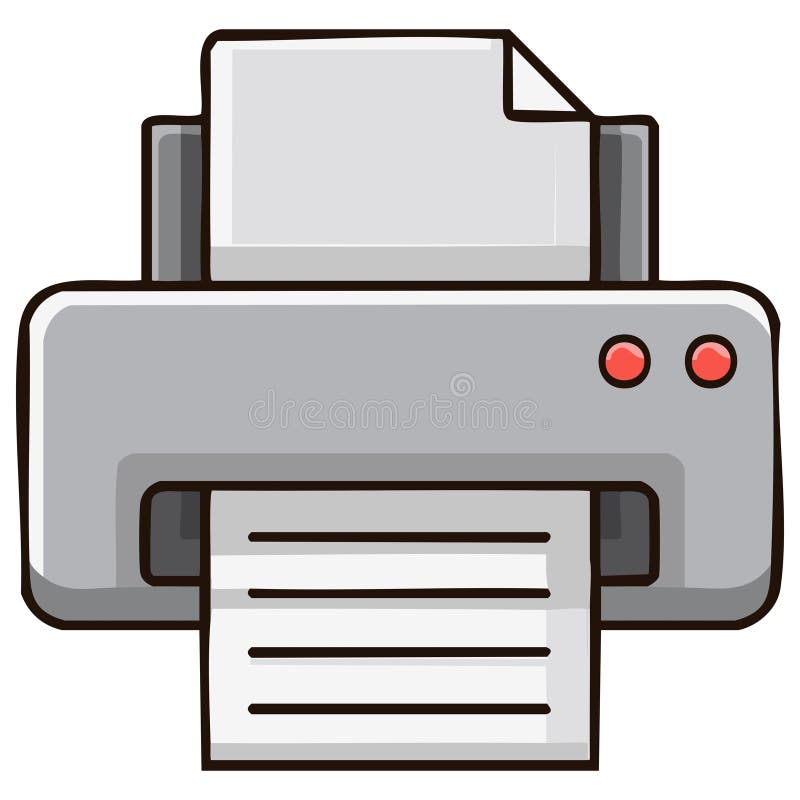 Cartoon Style Grey Office Printer Printing Document Pages Vector ...