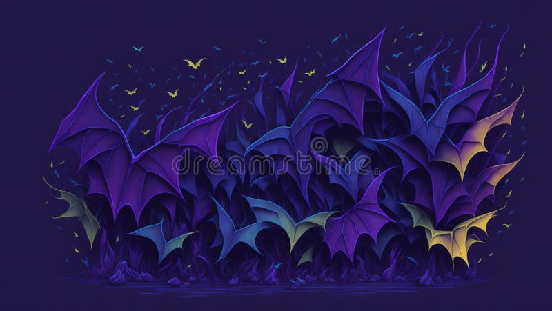 Cartoon Style Halloween Bats Black Shadow Group Generative AI Stock ...