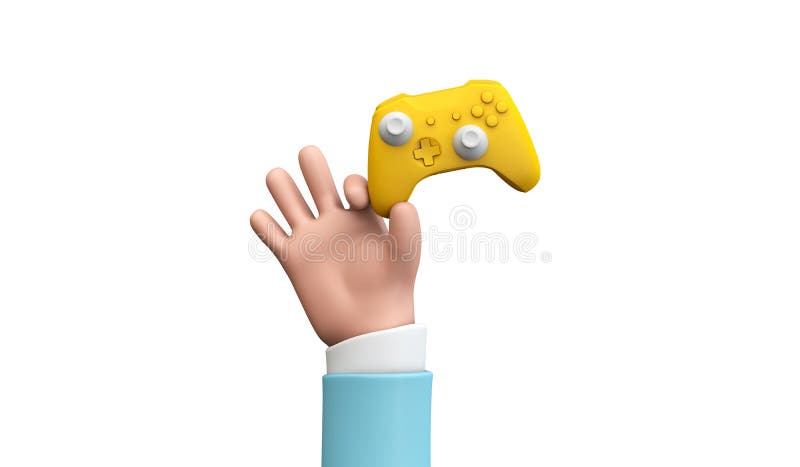 Cartoon Style Hands Holding a Video Game Controller. 3D Rendering Stock ...