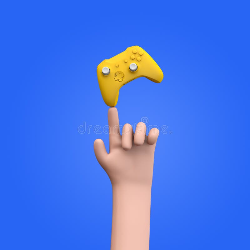 Cartoon Style Hands Holding a Video Game Controller. 3D Rendering Stock ...
