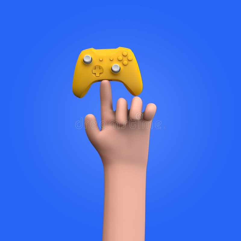 Cartoon Style Hands Holding a Video Game Controller. 3D Rendering Stock ...
