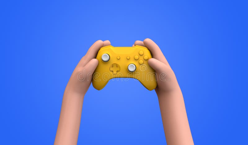 Cartoon Style Hands Holding a Video Game Controller. 3D Rendering Stock ...