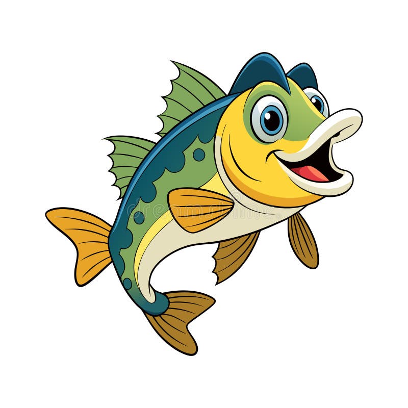 A Cartoon Style Happy Fish Jumping Stock Vector - Illustration of ...