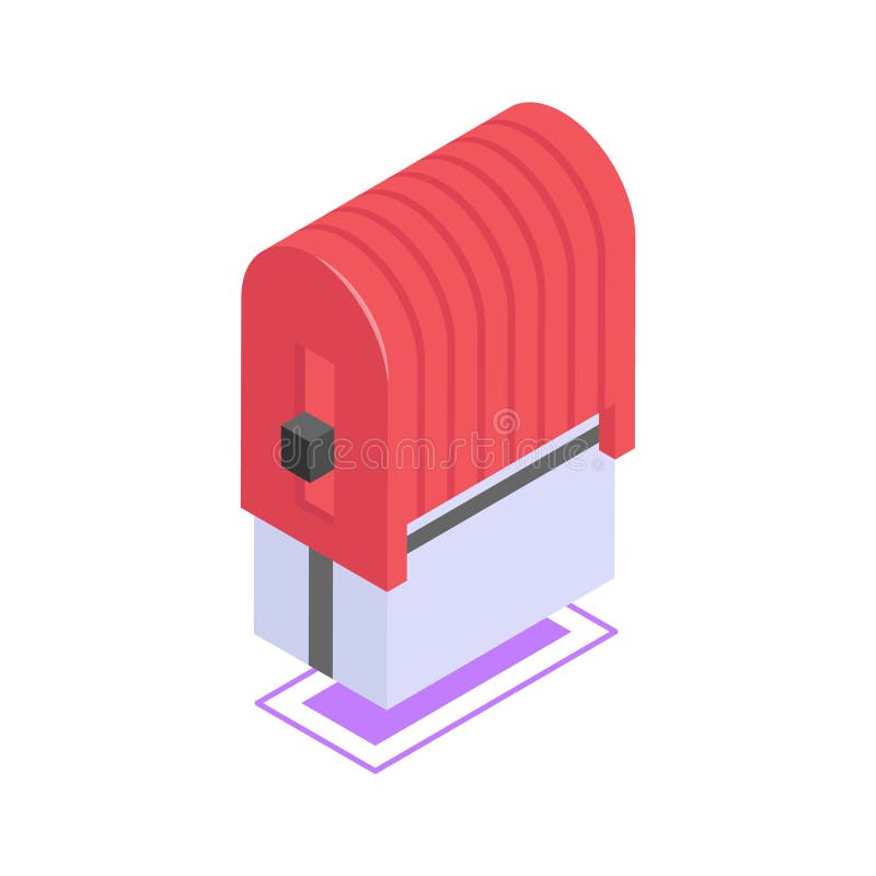 A Vibrant, 3D Isometric Icon of a Red Stamp Pad Stock Vector ...