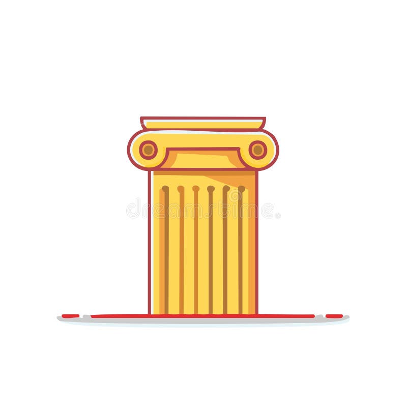 Cartoon Style Iconic Doric Column Illustration with Bold Outline for ...