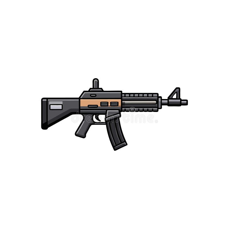 Cartoon Style Illustration of an Automatic Assault Rifle Weapon Stock ...