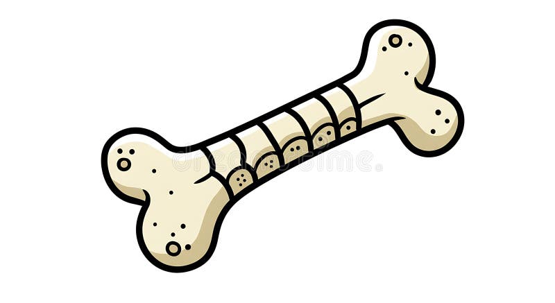 Cartoon-style Illustration of a Bone Featuring Rounded Ends and a ...
