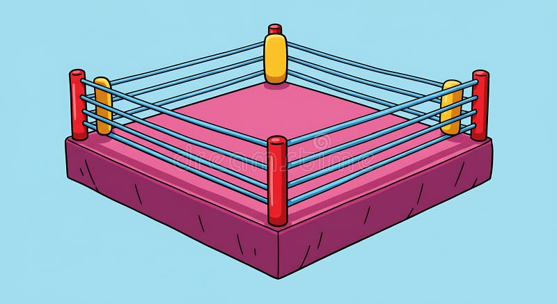 Cartoon-style Illustration of a Boxing Ring. the Ring is Square with a ...