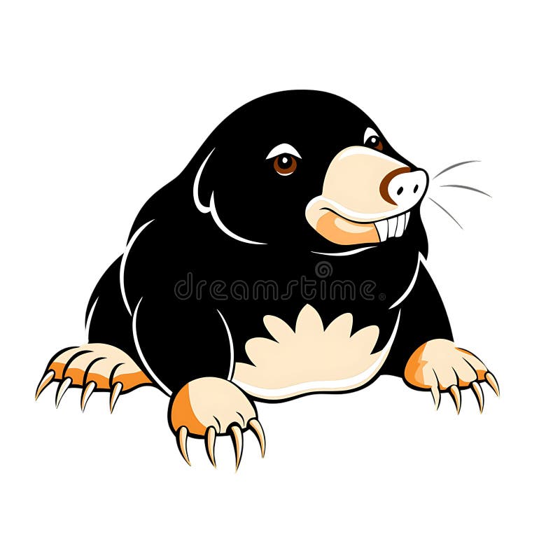 Cartoon Style Illustration of a Cheerful Mole with a Friendly ...