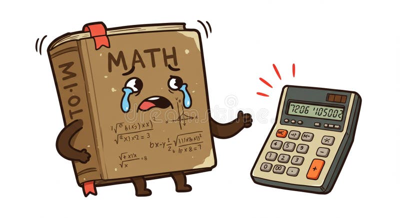 Cartoon-style Illustration Featuring an Anthropomorphized Math Book and ...