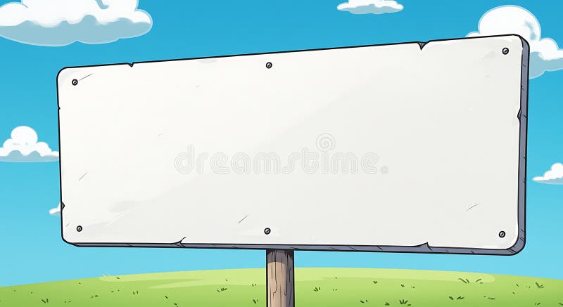 Cartoon-style Illustration of a Large, Blank, Rectangular Wooden ...