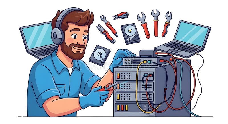 Computer Server Cartoon Stock Illustrations – 10,407 Computer Server ...