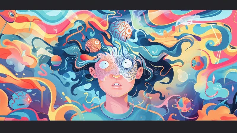 A Cartoon Style Illustration of a Person with Their Head Split into ...